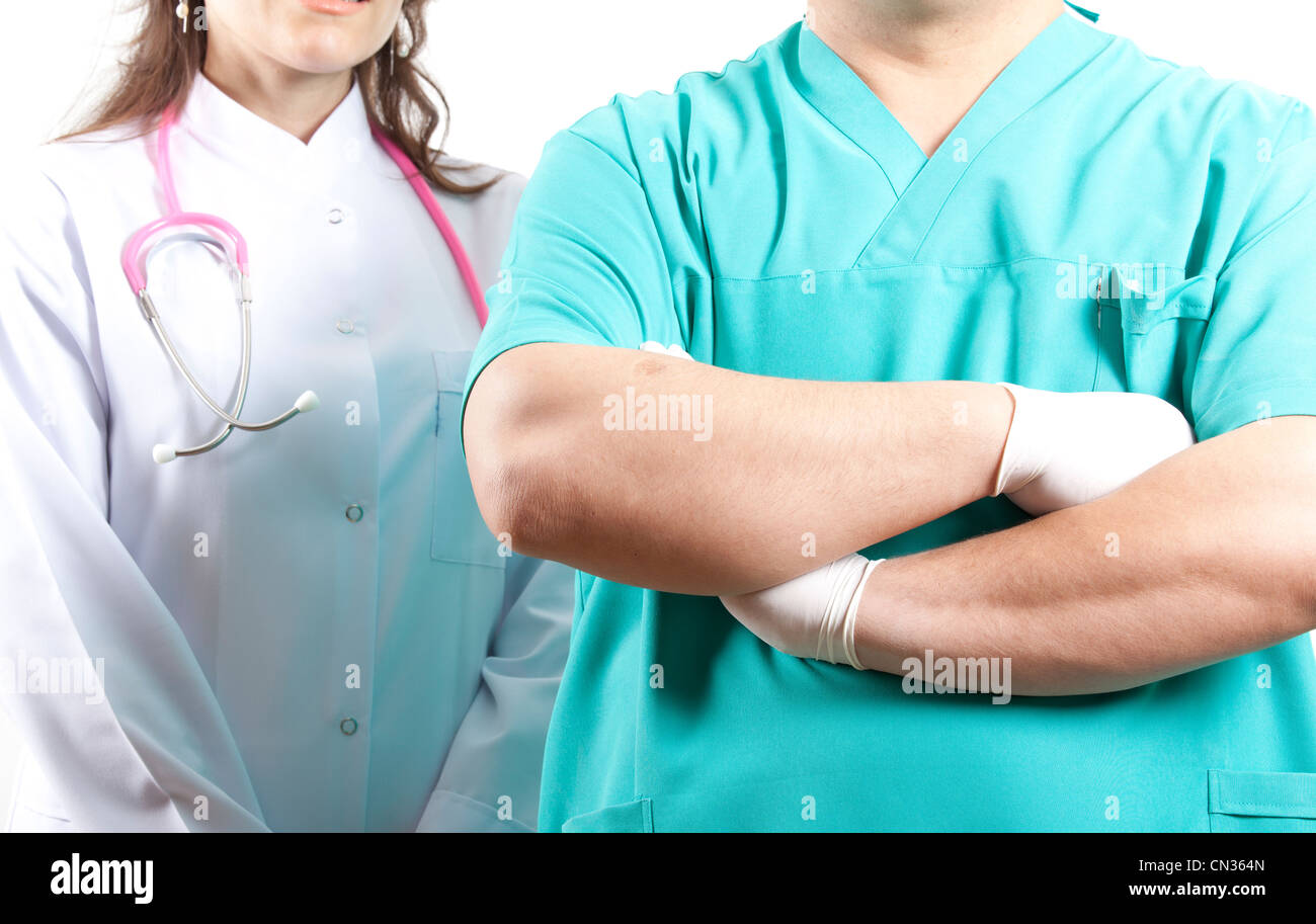 Medical doctors group. Isolated on white background Stock Photo - Alamy