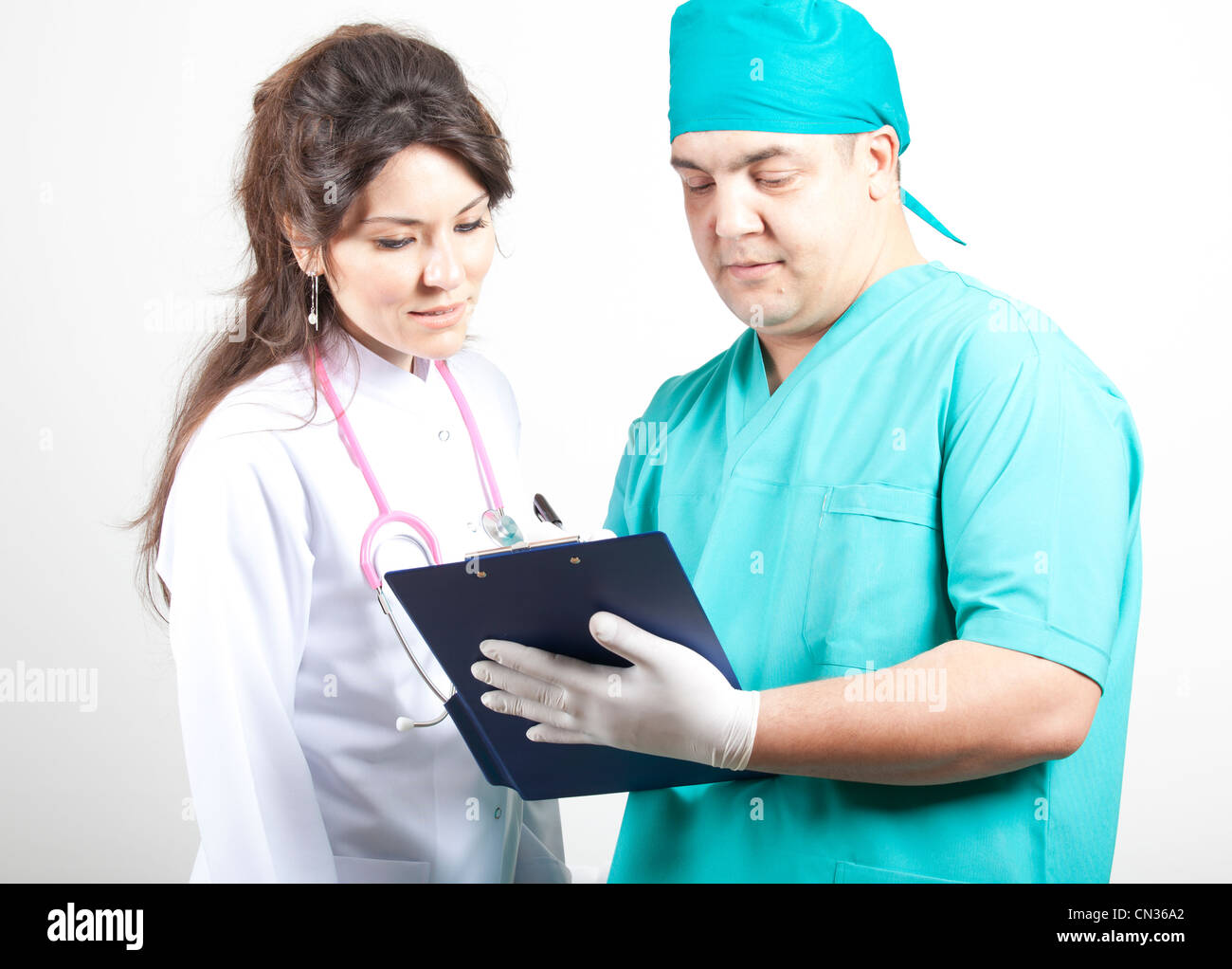 Medical doctors group. Isolated on white background Stock Photo - Alamy