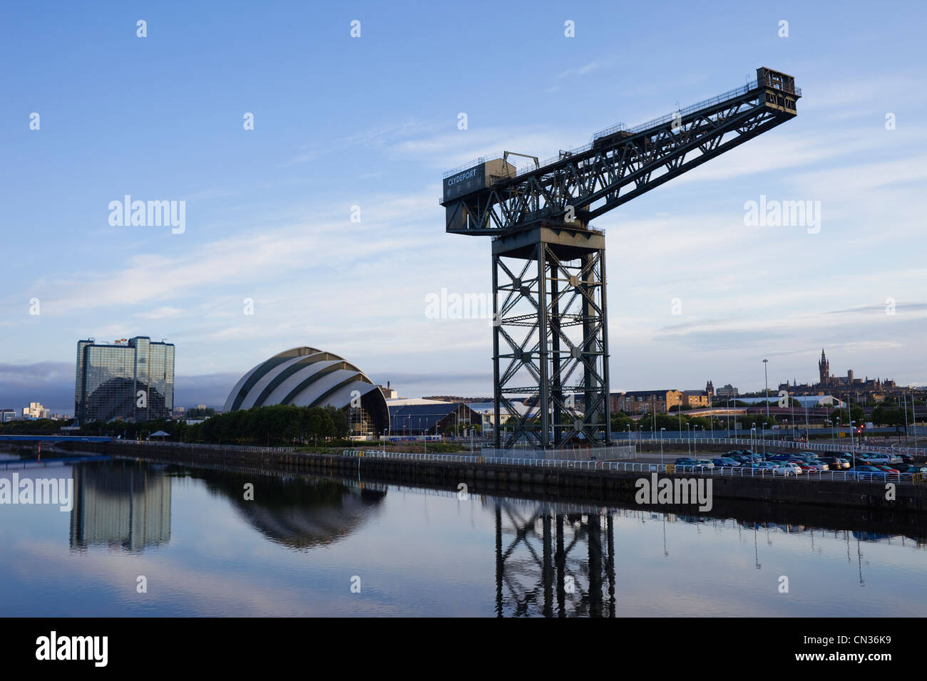 Scotland, Glasgow, Clydebank, The Finneston Crane and SECC Building ...