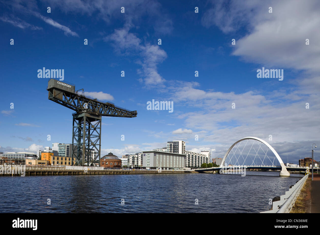 Scotland, Glasgow, Clydebank, The Finneston Crane and Modern Clydebank ...