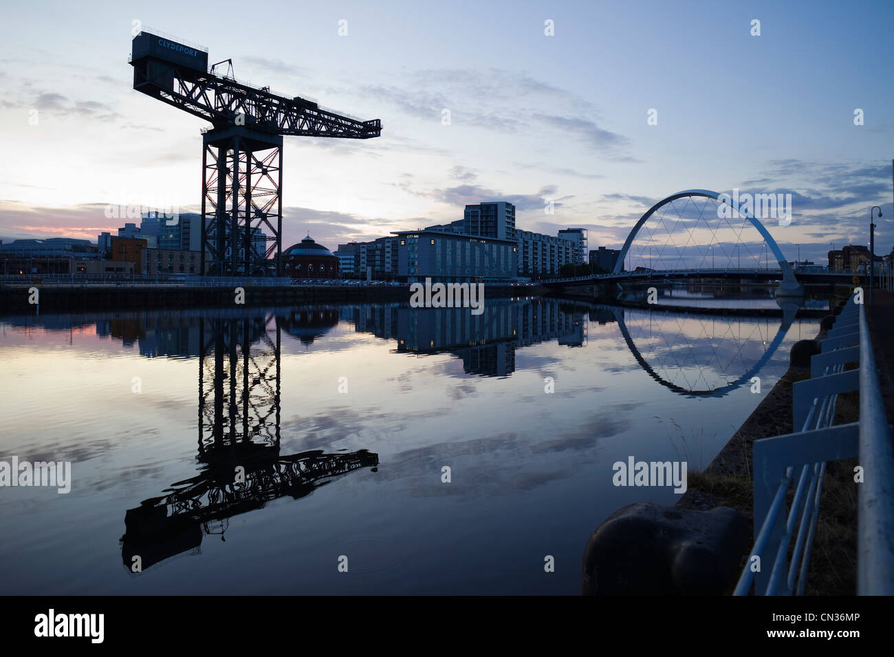 Scotland, Glasgow, Clydebank, The Finneston Crane and Modern Clydebank ...