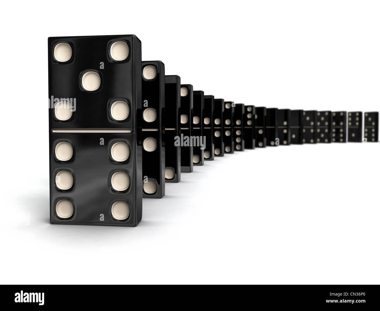 Domino - row of black dominoes on white Stock Photo - Alamy