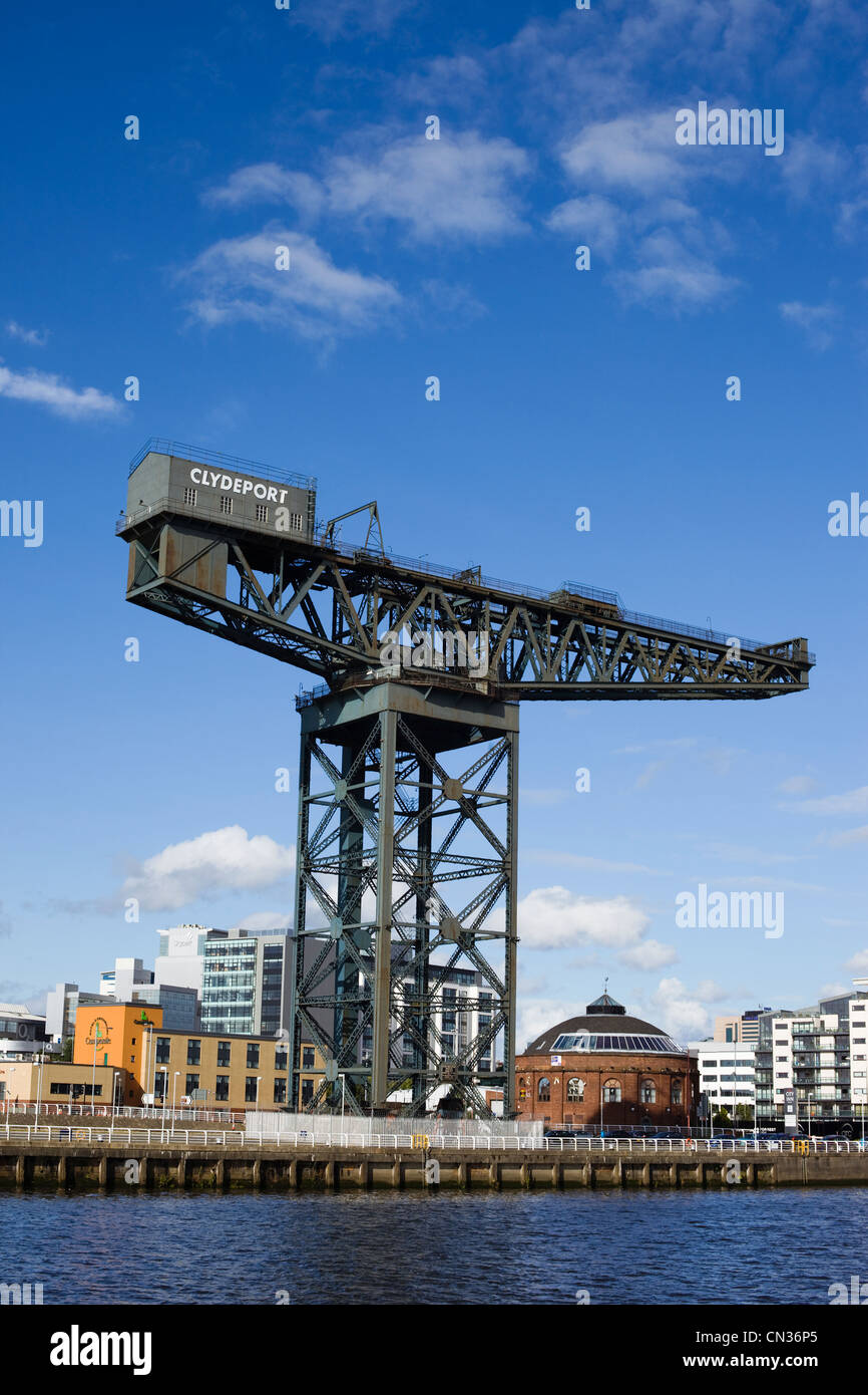 Scotland, Glasgow, Clydebank, The Finneston Crane and Modern Clydebank ...