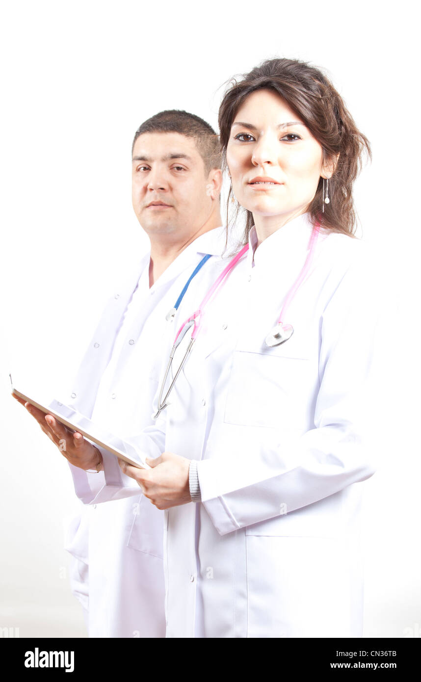 Medical doctors group. Isolated on white background Stock Photo - Alamy