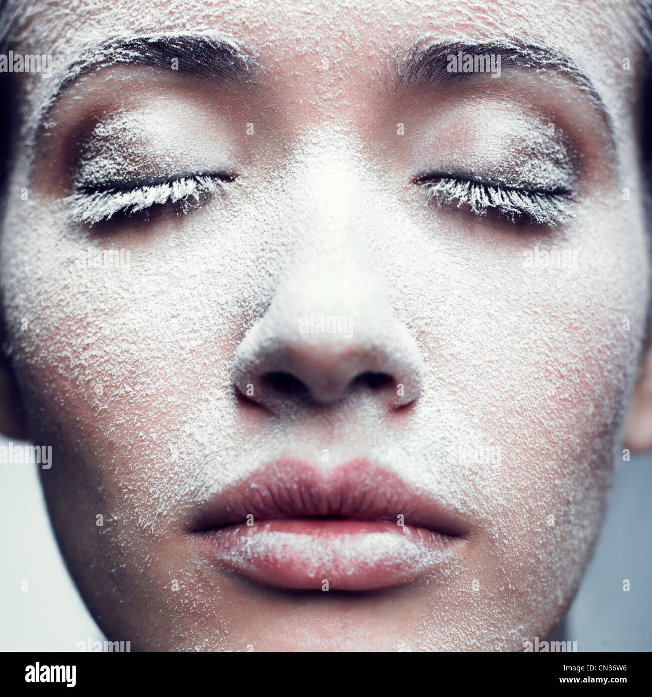 Portrait of beautiful girl with frost on face Stock Photo - Alamy