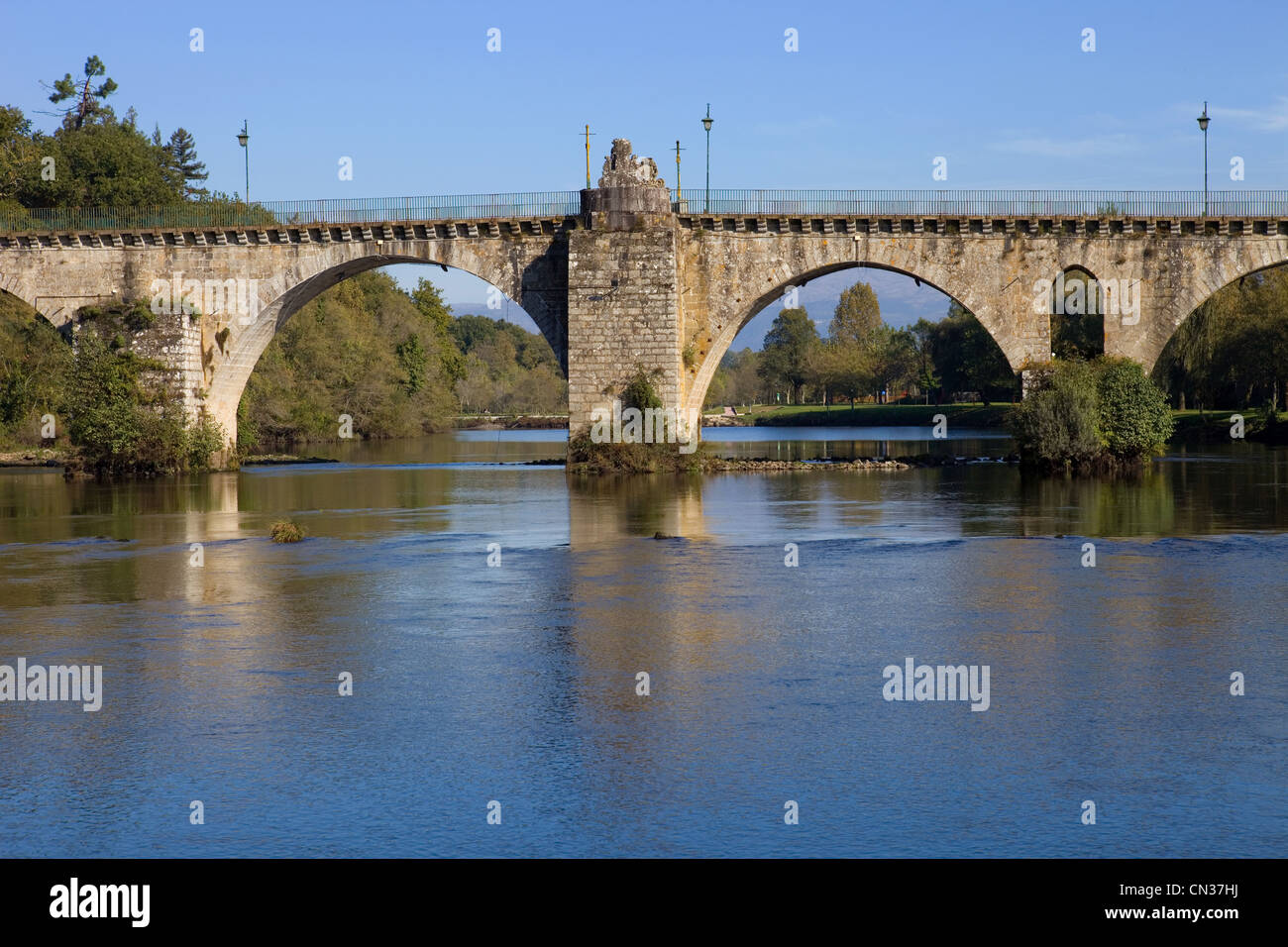 ancient roman bridge of Ponte da Barca in the north of Portugal Stock ...