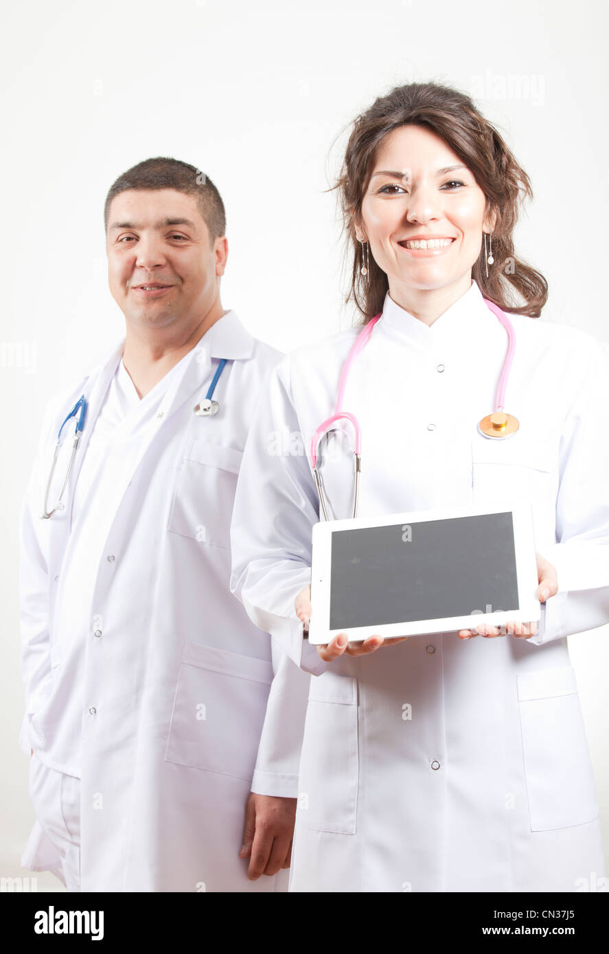 Medical doctors group. Isolated on white background Stock Photo - Alamy