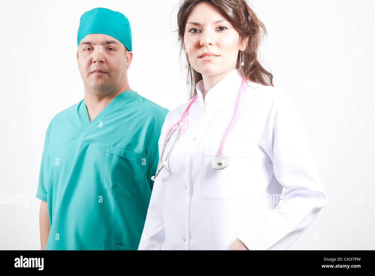 Medical doctors group. Isolated on white background Stock Photo - Alamy