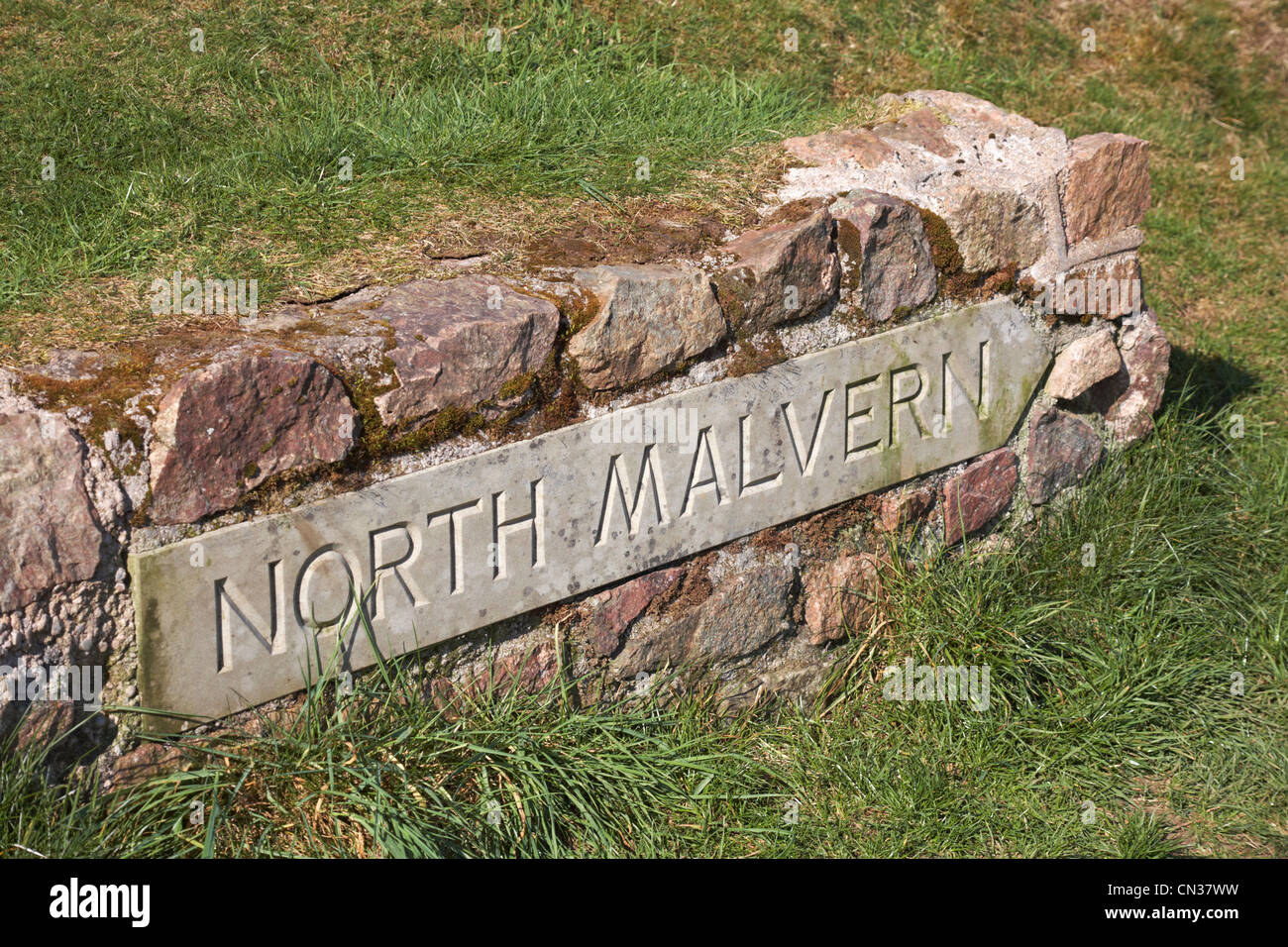 direction sign marker sign for North Malvern in the Malvern Hills at ...
