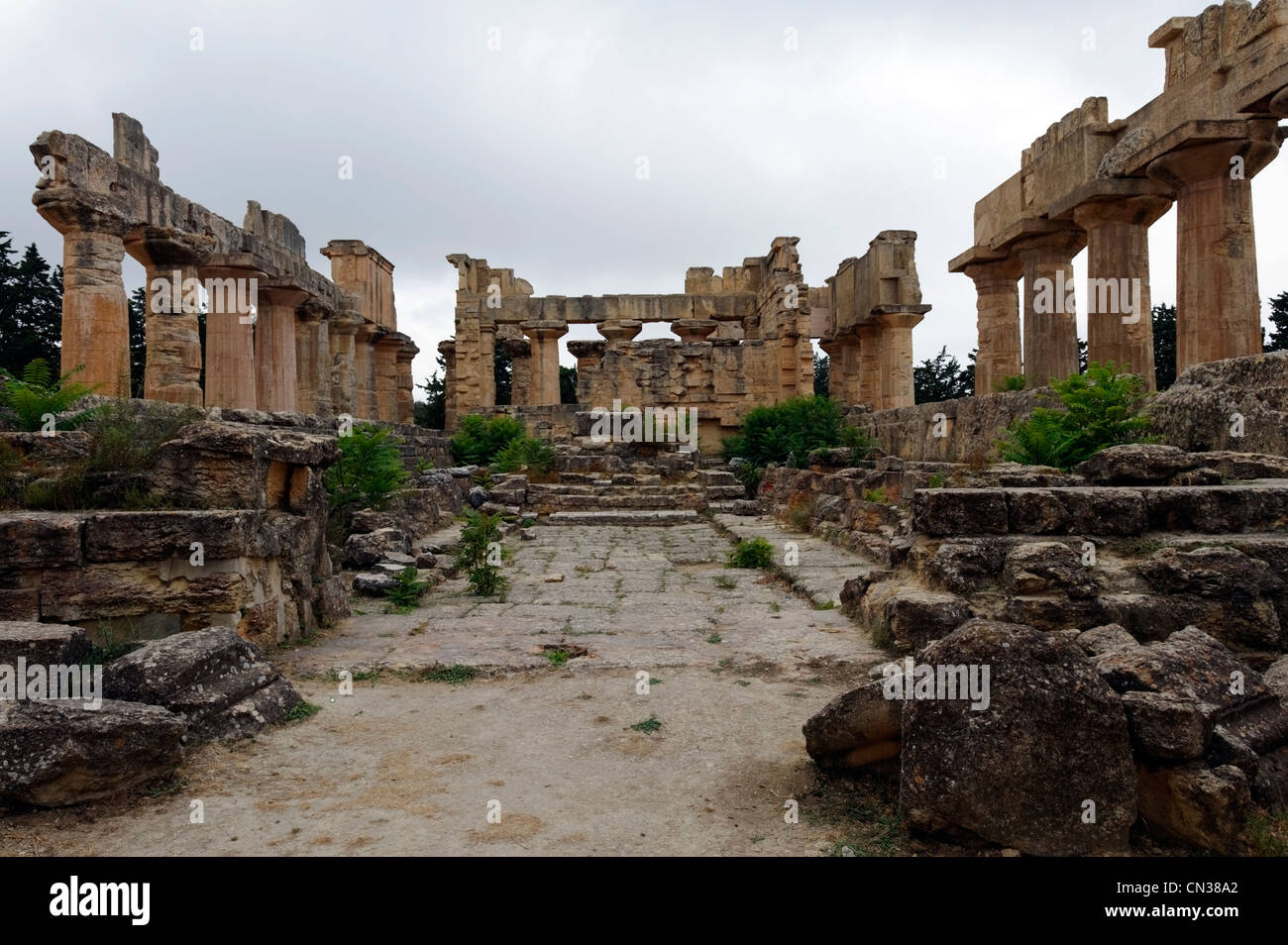 The interior of the Temple of Zeus and the platform that supported the ...