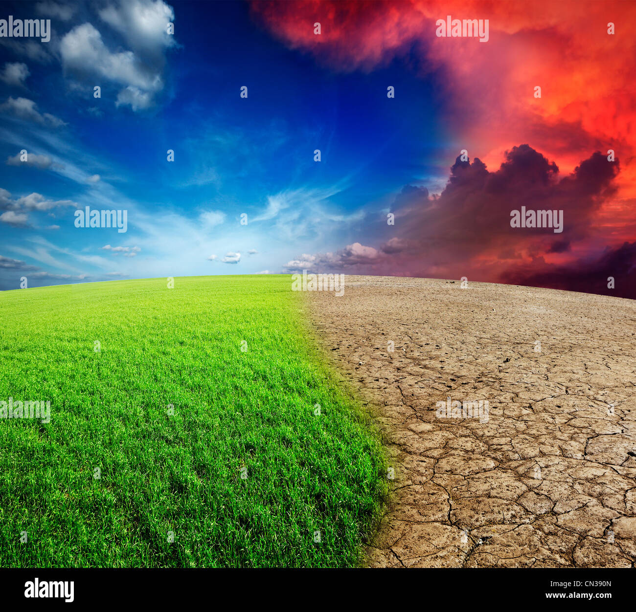 Ecology landscape - climate change concept, desert invasion Stock Photo ...
