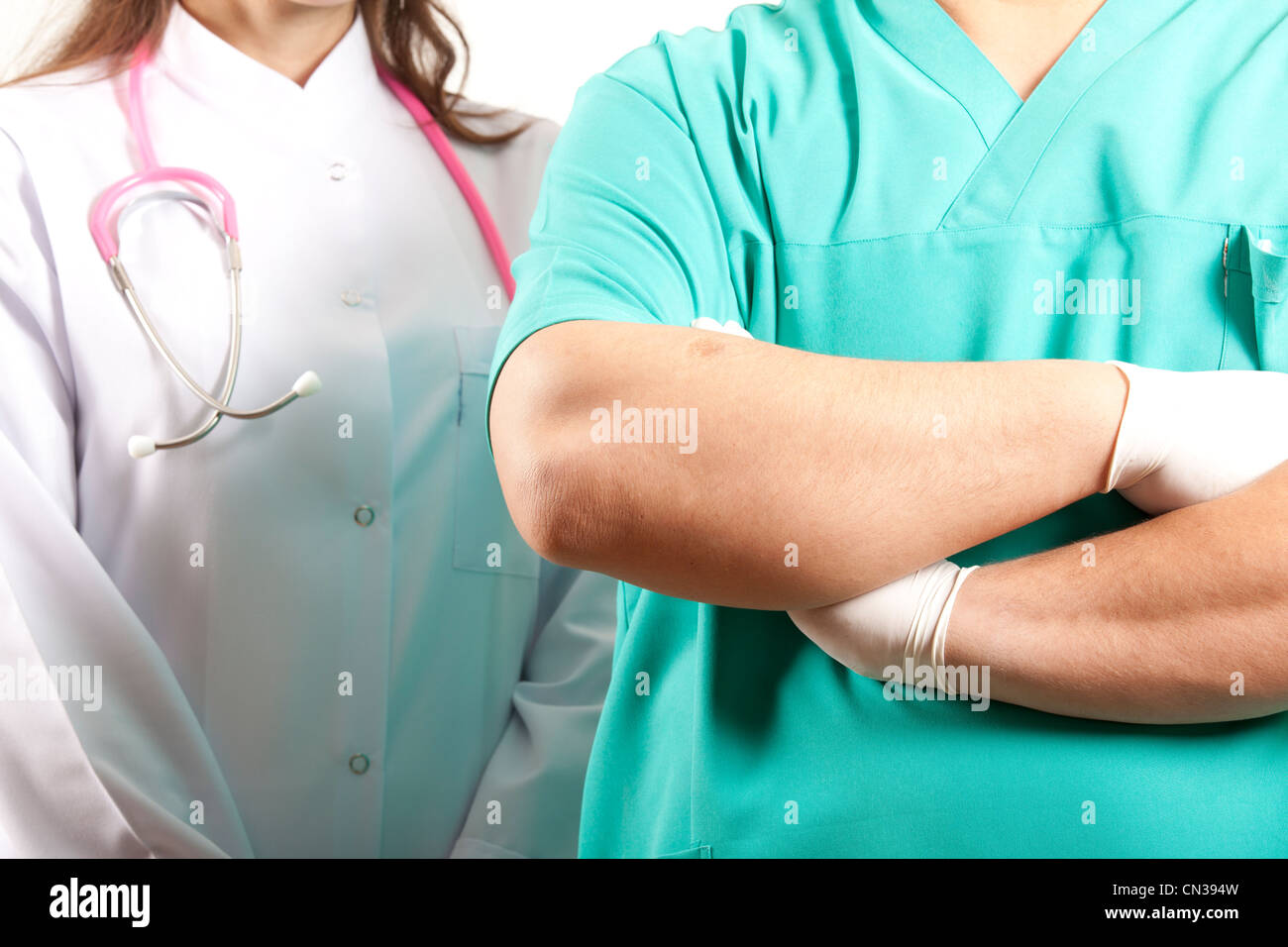 Medical doctors group. Isolated on white background Stock Photo - Alamy