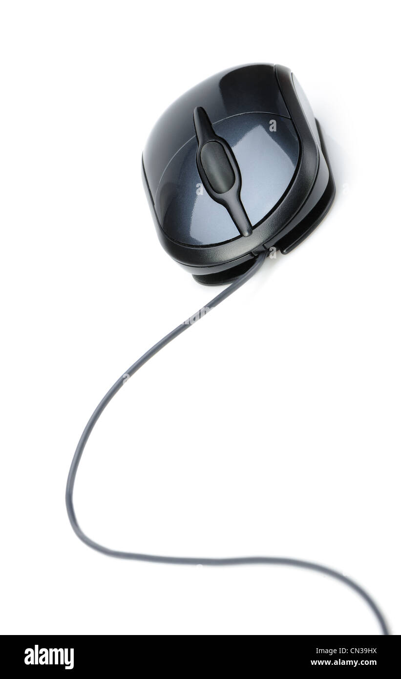 Mouse with a cord. Isolated on white background Stock Photo - Alamy