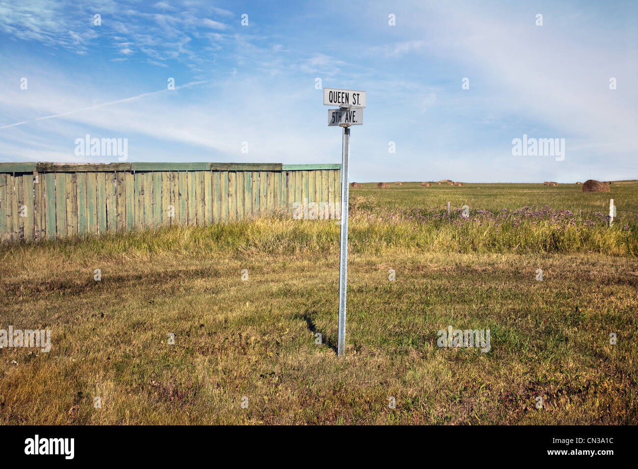 Street sign in a field Stock Photo - Alamy