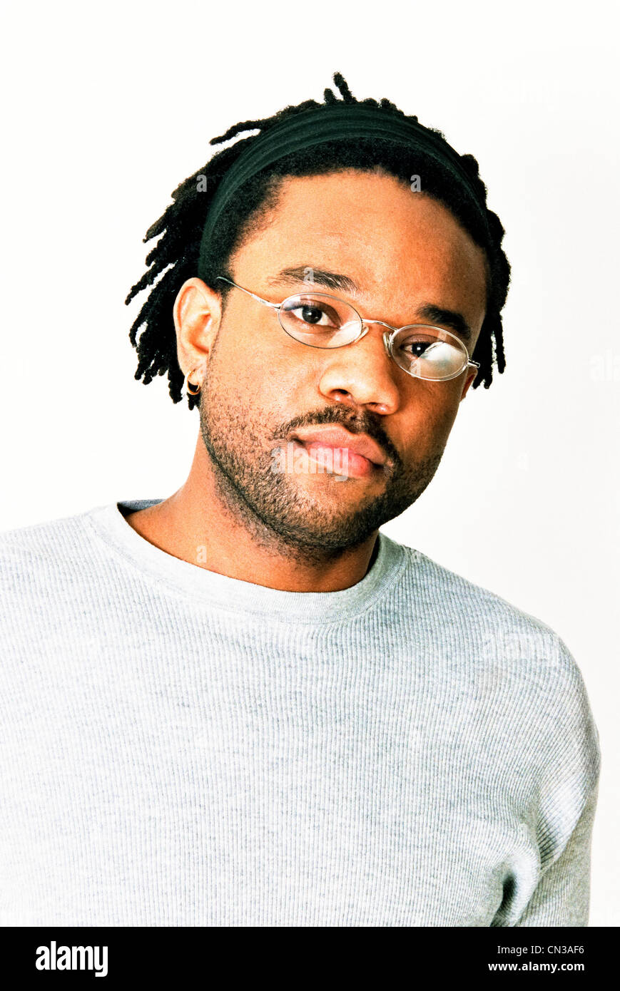 Black male wearing eyeglasses hi-res stock photography and images - Alamy