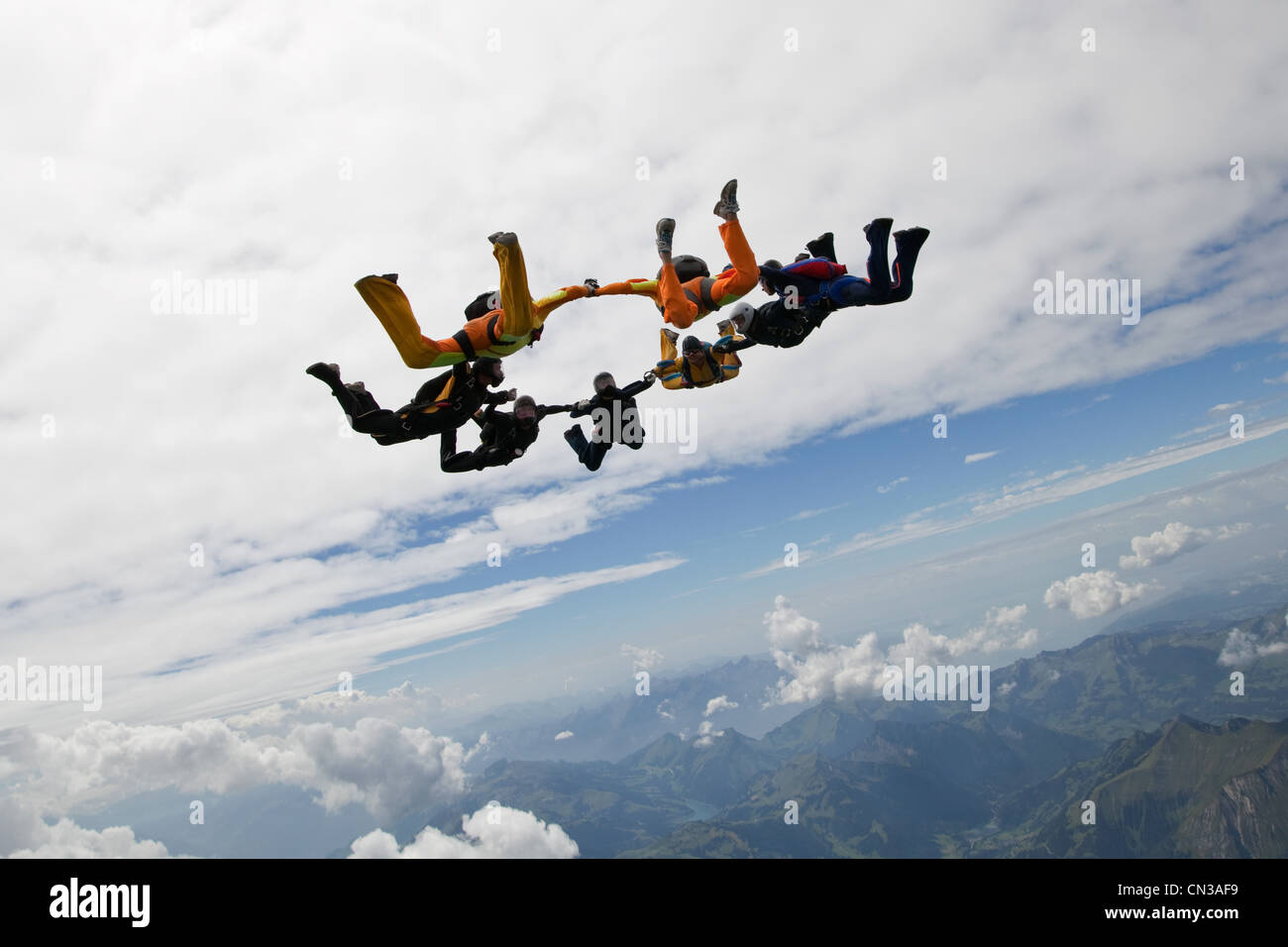 Formation skydivers over saanen hi-res stock photography and images - Alamy