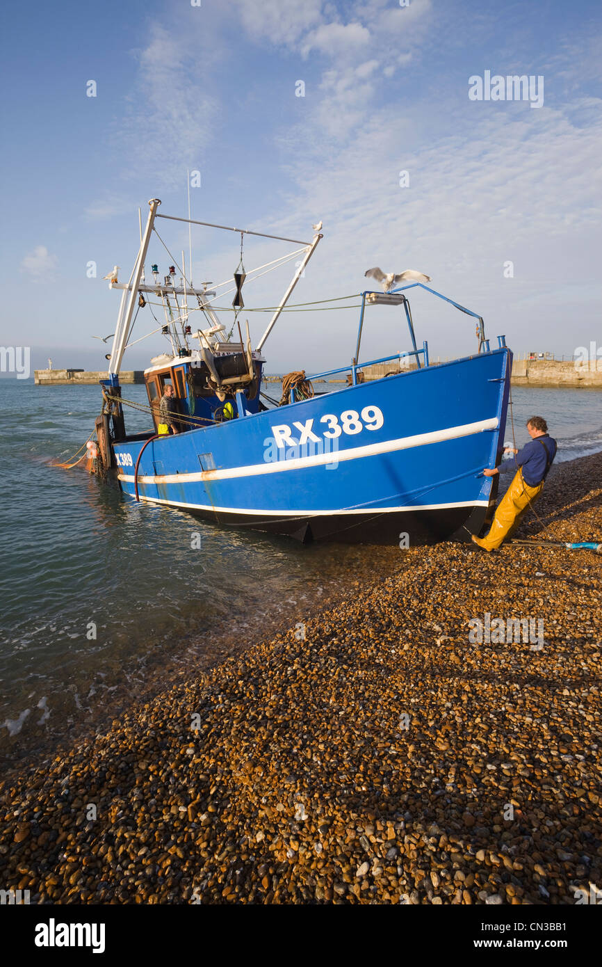 England, East Sussex, Hastings, The Stade, Shore Based Fishing Boat ...