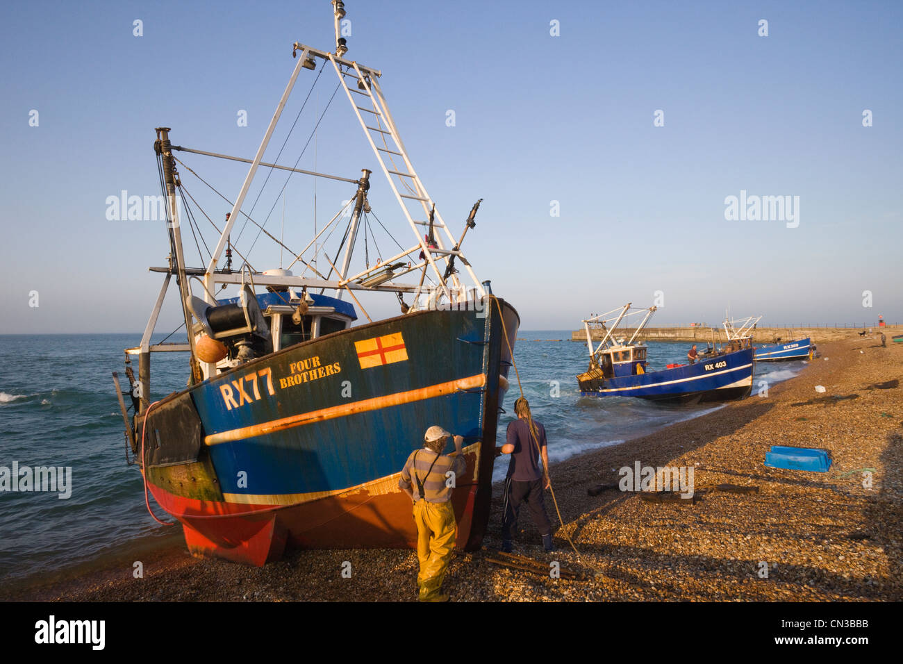 England, East Sussex, Hastings, The Stade, Shore Based Fishing Boats ...