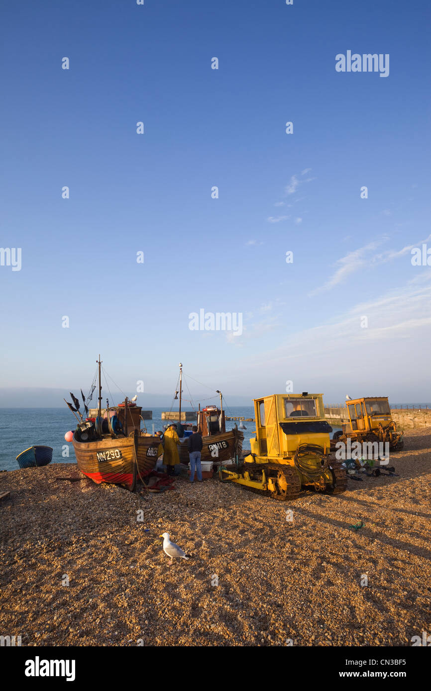 England, East Sussex, Hastings, The Stade, Shore Based Fishing Boat and ...