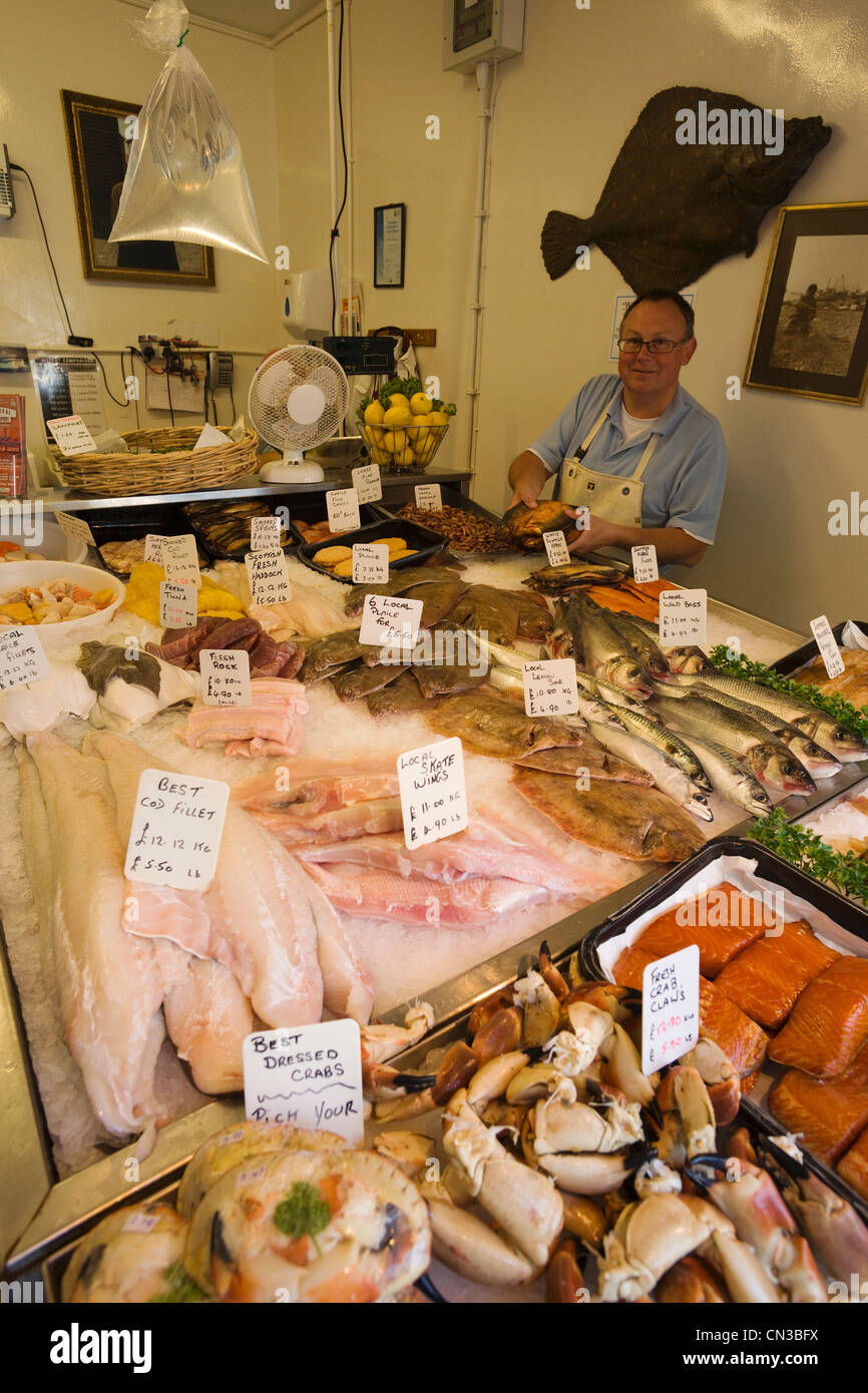 England, East Sussex, Hastings, The Stade, Fish Shop Display Stock ...