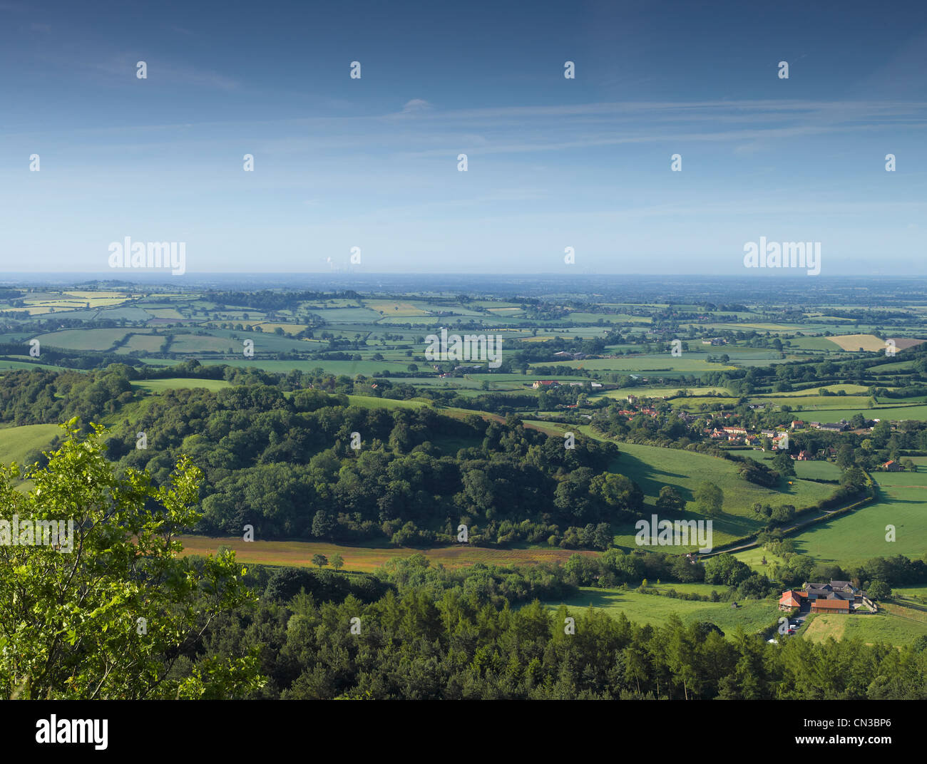 View of the Vale of York farmland countryside from Sutton Bank North ...