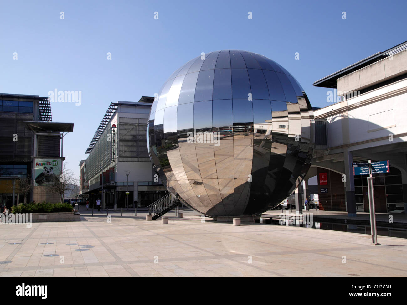 Mirrored Planetarium Sphere at Millennium Square Bristol Stock Photo ...