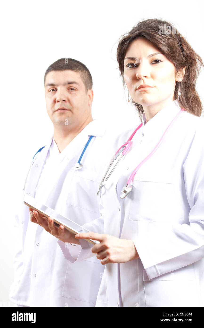 Medical doctors group. Isolated on white background Stock Photo - Alamy