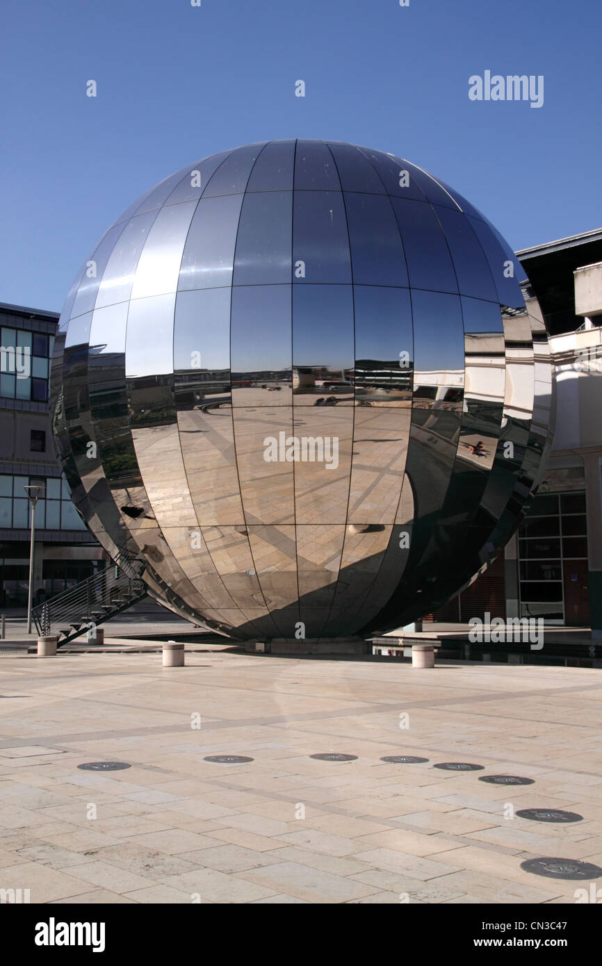 Mirrored Planetarium Sphere at Millennium Square Bristol Stock Photo ...