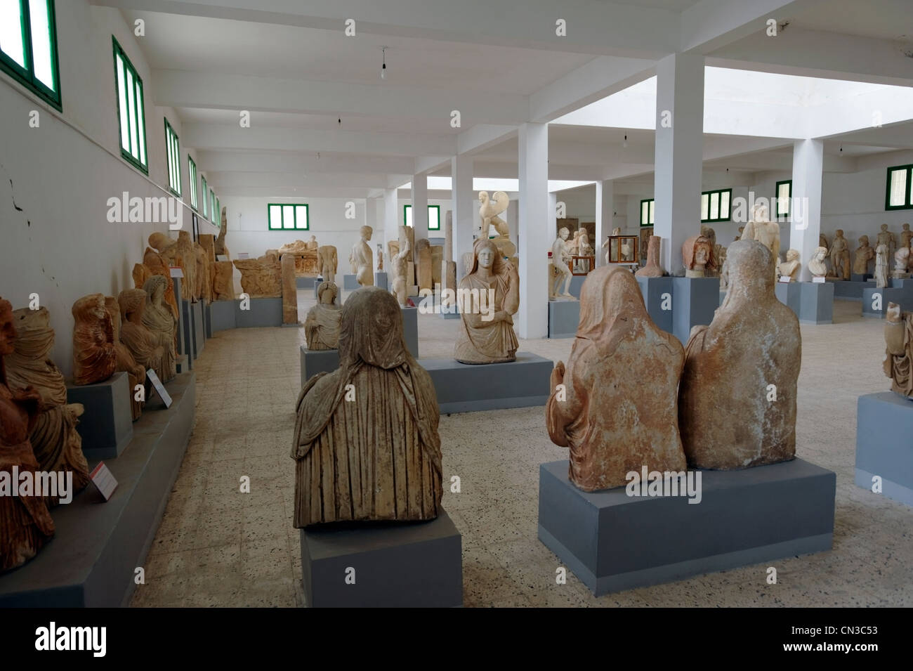 Cyrene. Libya. View at the sculpture museum of funerary statues ...