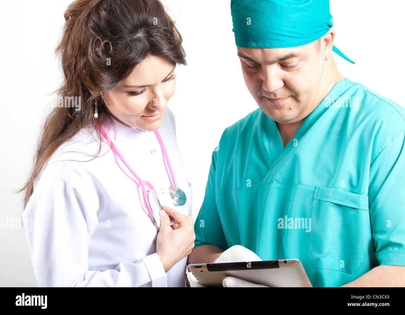 Medical doctors group. Isolated on white background Stock Photo - Alamy