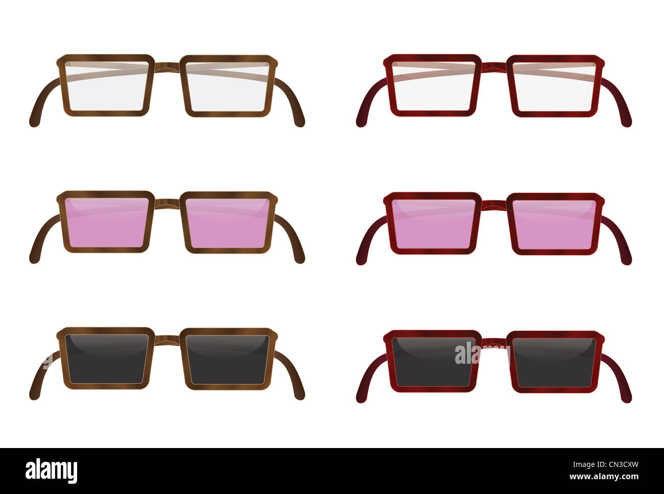 set of folded eyeglasses illustration Stock Photo - Alamy