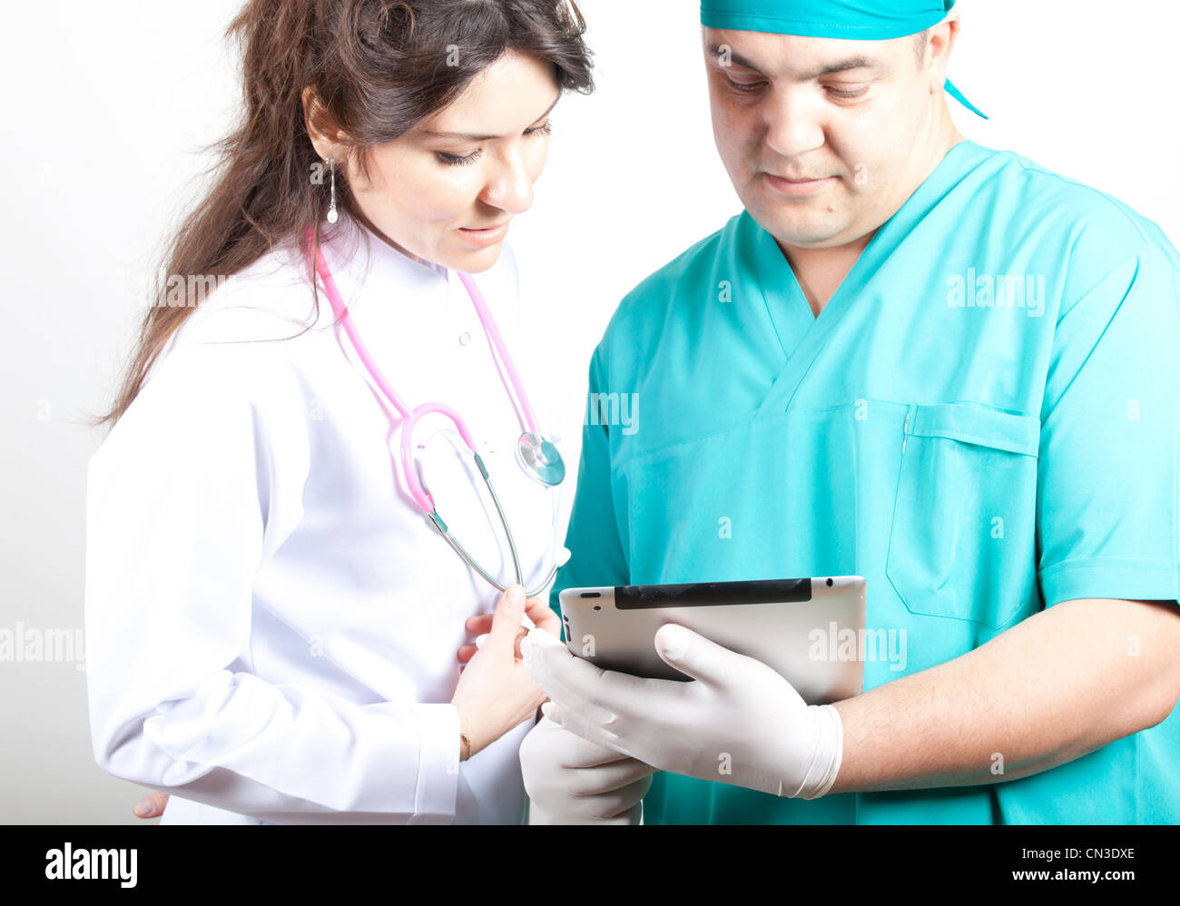 Medical doctors group. Isolated on white background Stock Photo - Alamy