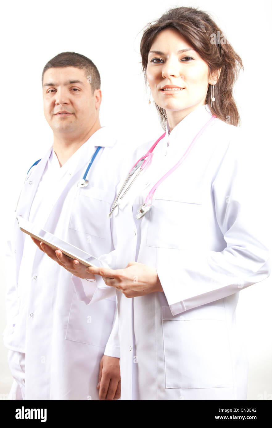 Medical doctors group. Isolated on white background Stock Photo - Alamy