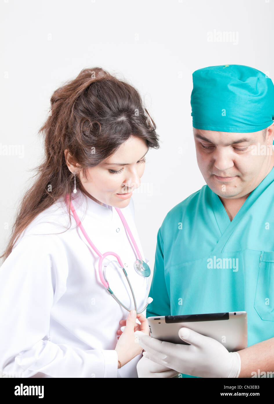 Medical doctors group. Isolated on white background Stock Photo - Alamy