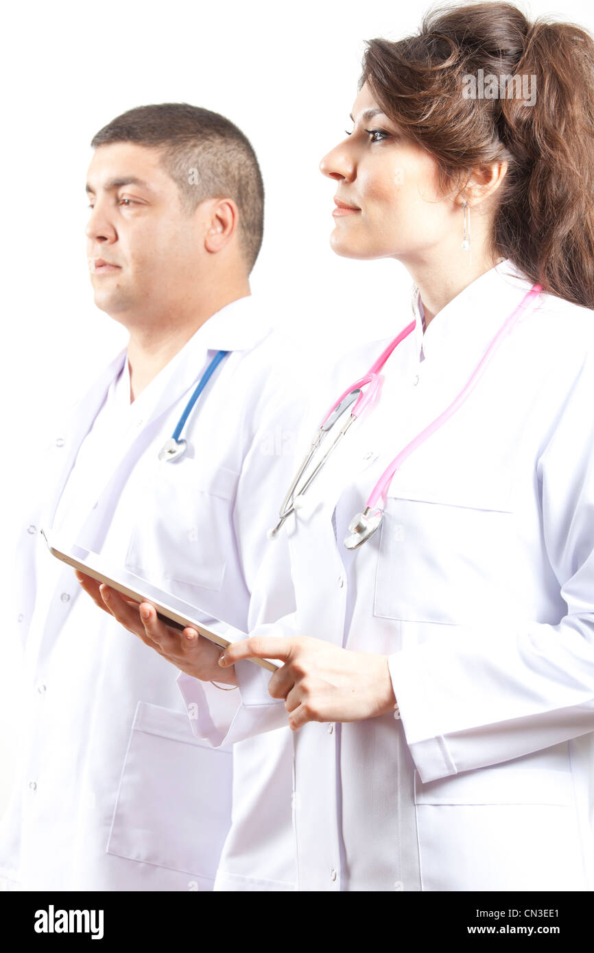 Medical doctors group. Isolated on white background Stock Photo - Alamy