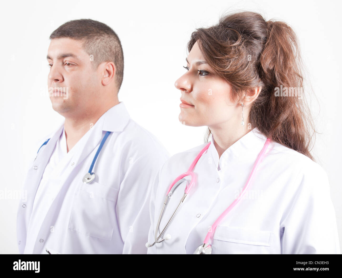 Medical doctors group. Isolated on white background Stock Photo - Alamy