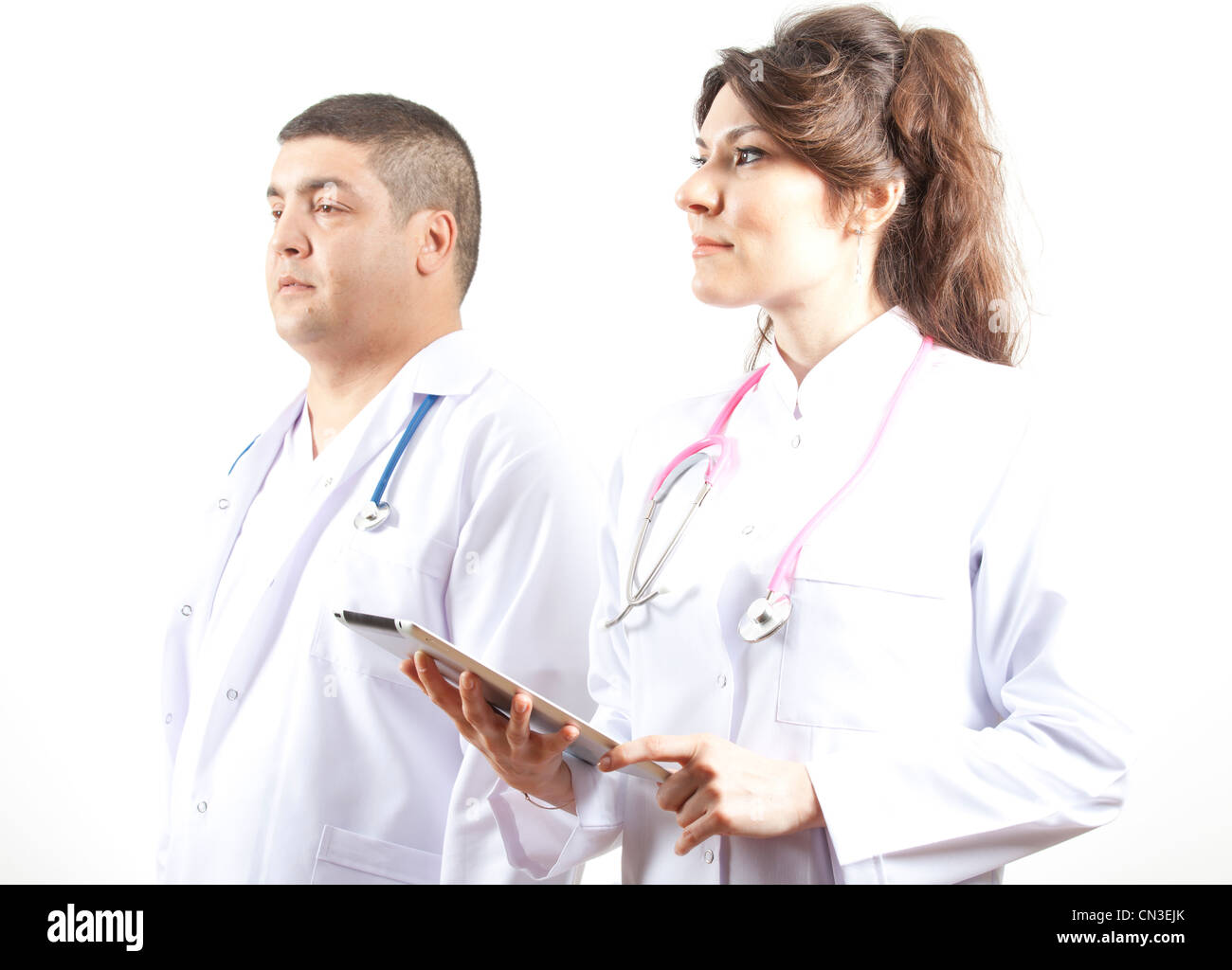 Medical doctors group. Isolated on white background Stock Photo - Alamy