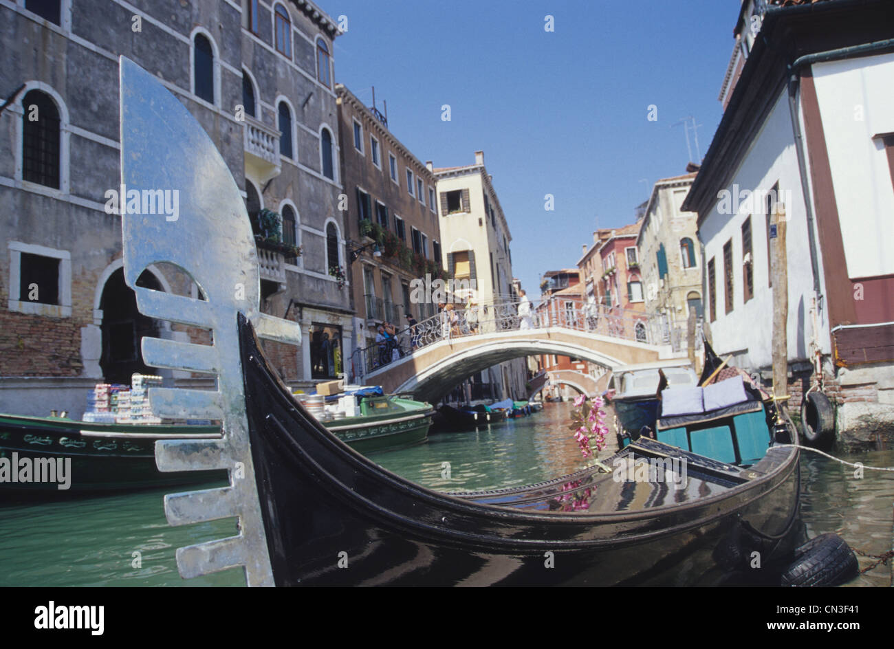 Views of a gondola and a canale in Venice,Veneto,Italy Stock Photo - Alamy