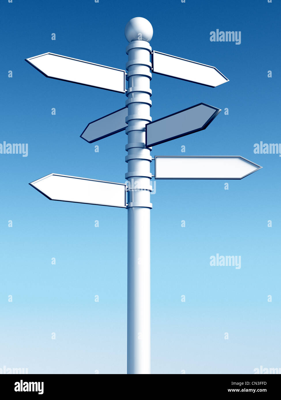 Guide sign. A signpost of directions on blue sky Stock Photo - Alamy