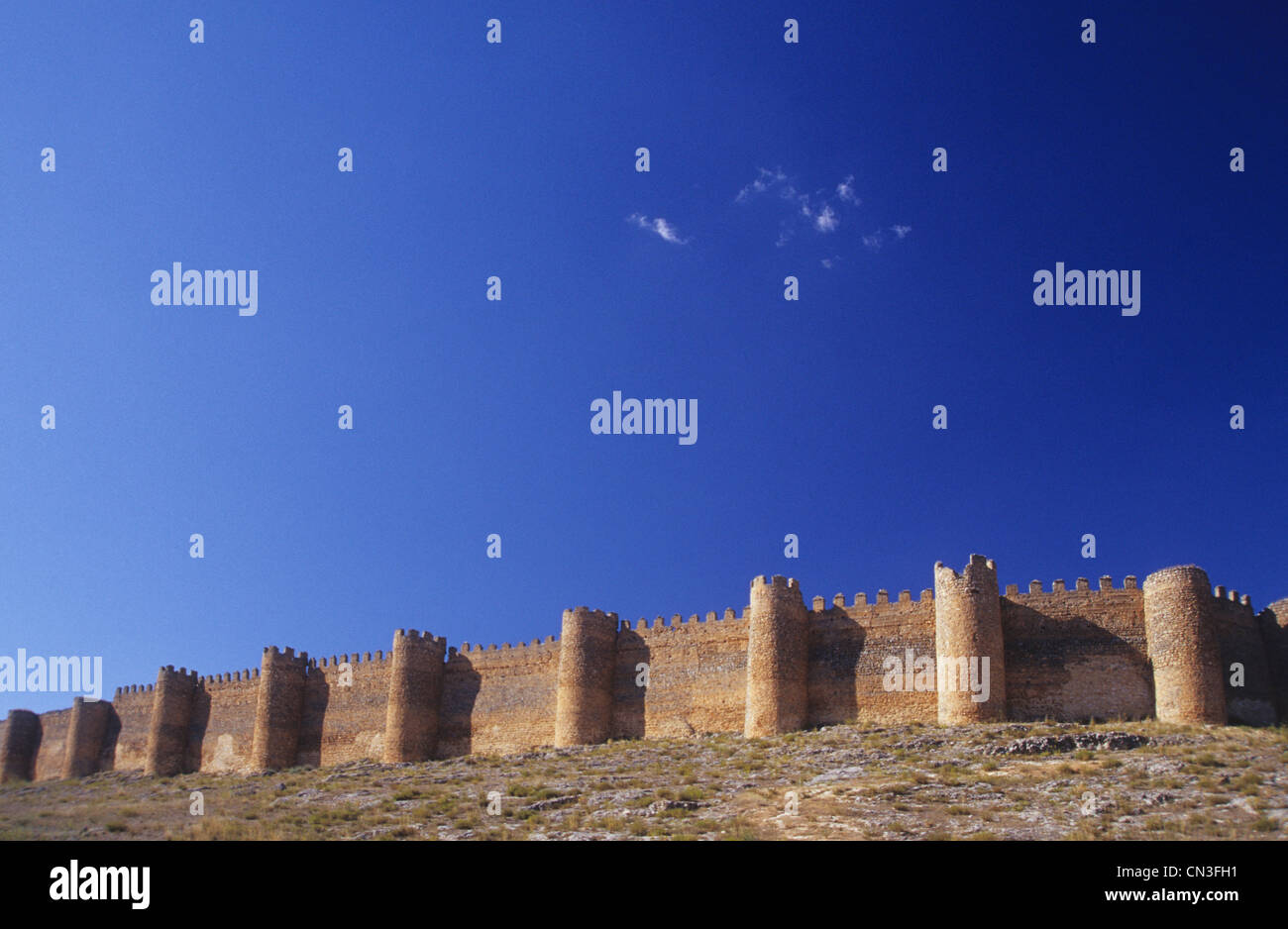 Views of the walls of one of many castles of the reconquista in the ...