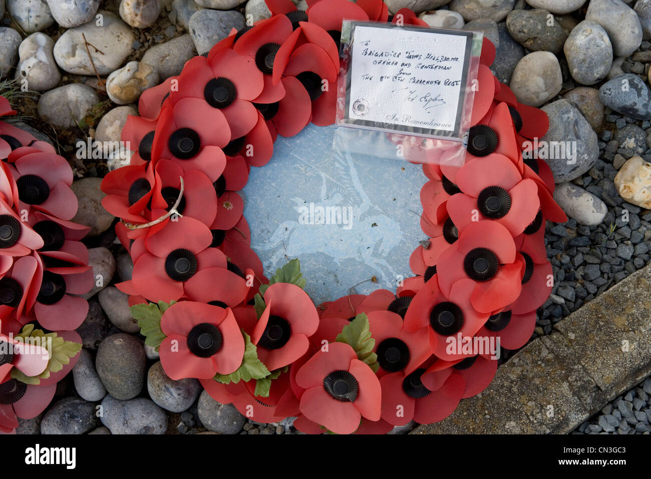 Parachute Regiment memorial poppy wreath in the grounds of the Airborne ...