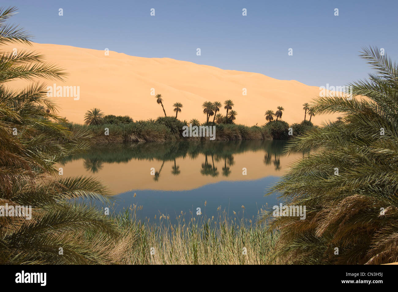 Libya, Fezzan, Sahara desert, Erg Awbari, Umm El Ma lake Stock Photo ...
