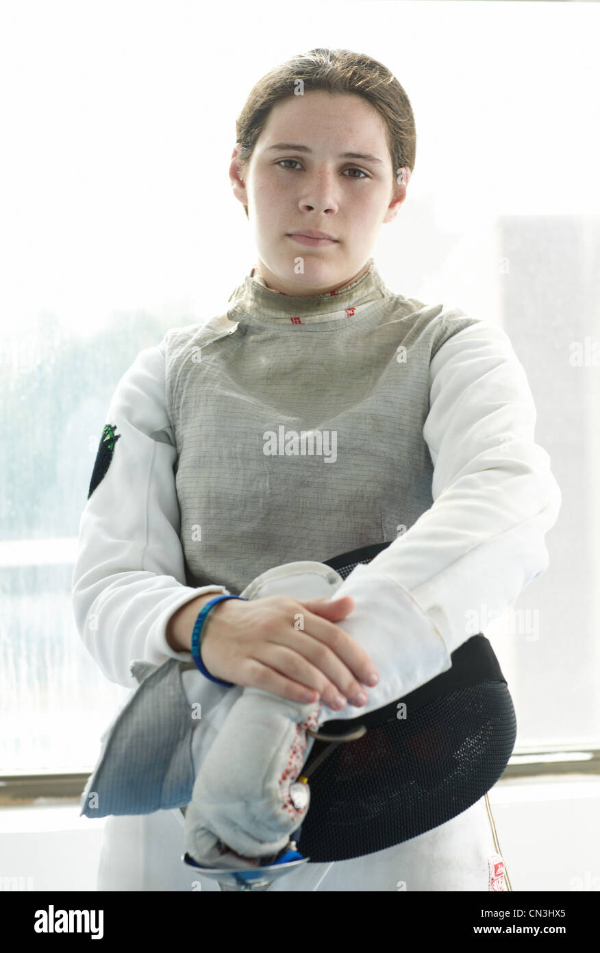 Portrait of teenage female fencer Stock Photo - Alamy
