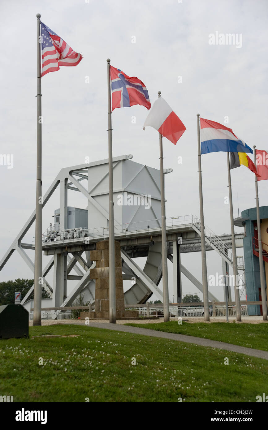 The new swing bridge over the Orne Canal scene of the landing of ...
