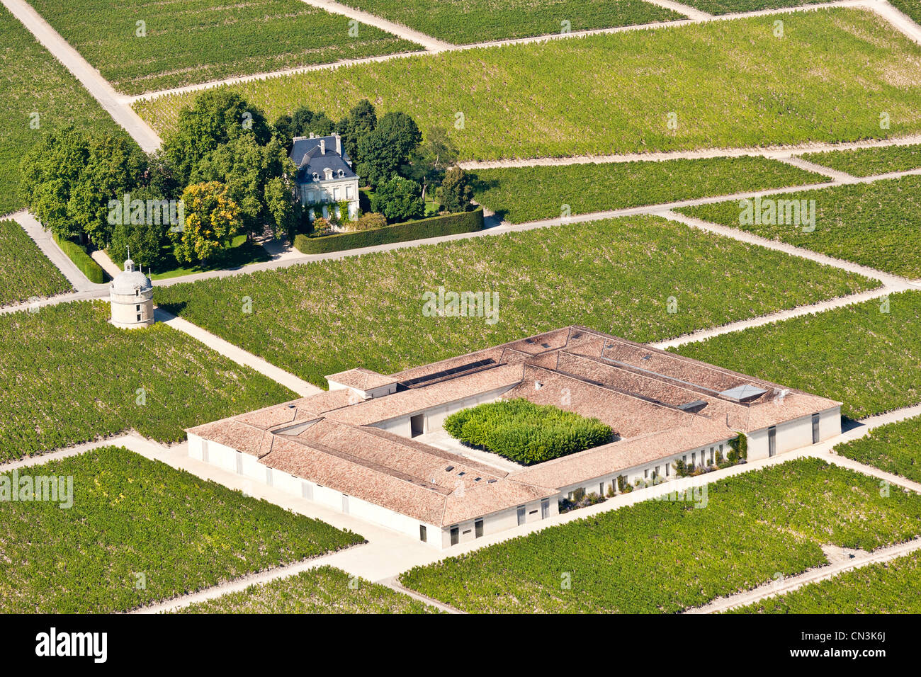 France, Gironde, Pauillac, Chateau Latour vineyard (aerial view Stock ...