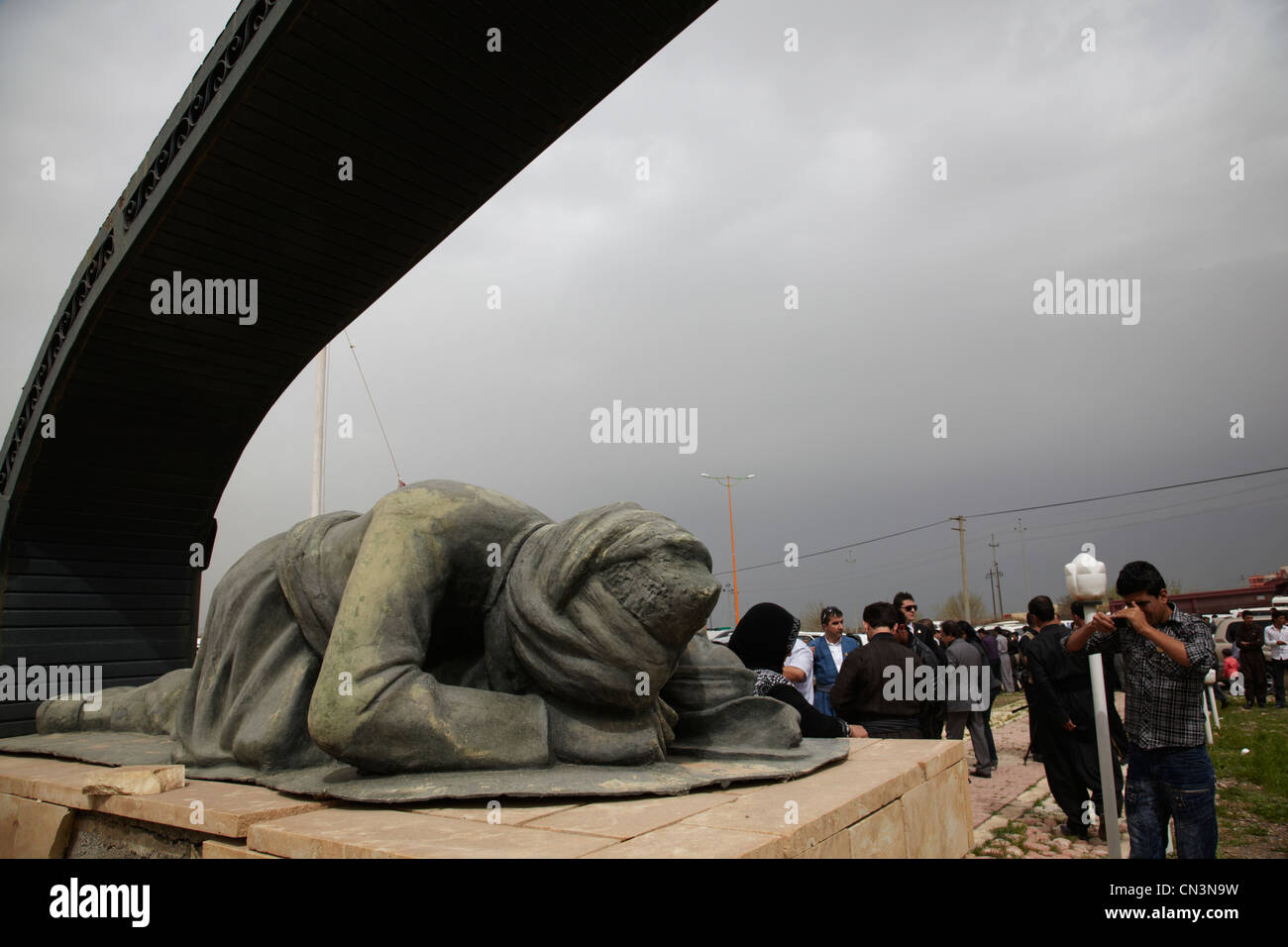 A monument over those who was killed by gas in Halabja in March 1988 ...