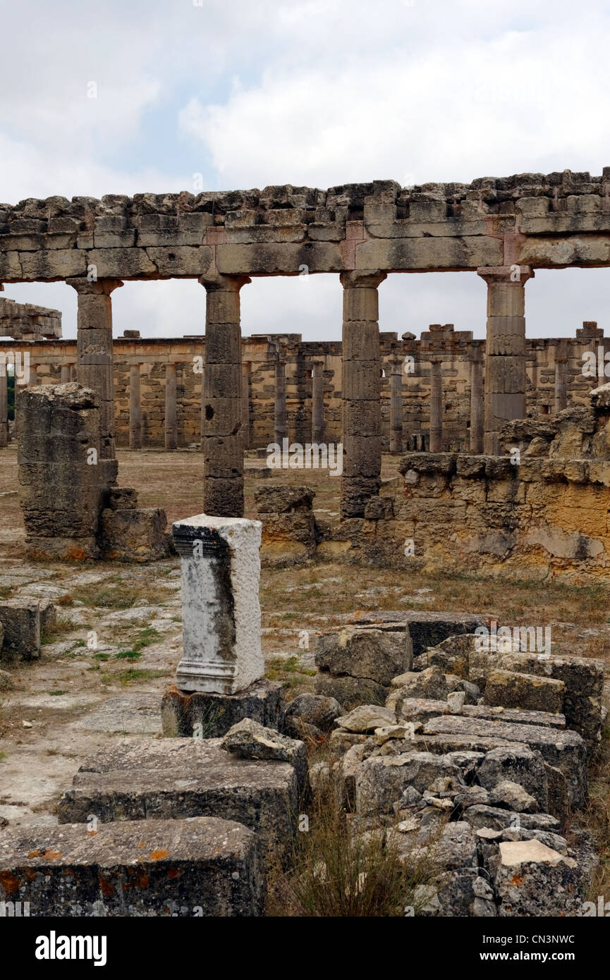 Cyrene. Libya. View of inscribed marble base with Latin and Greek ...