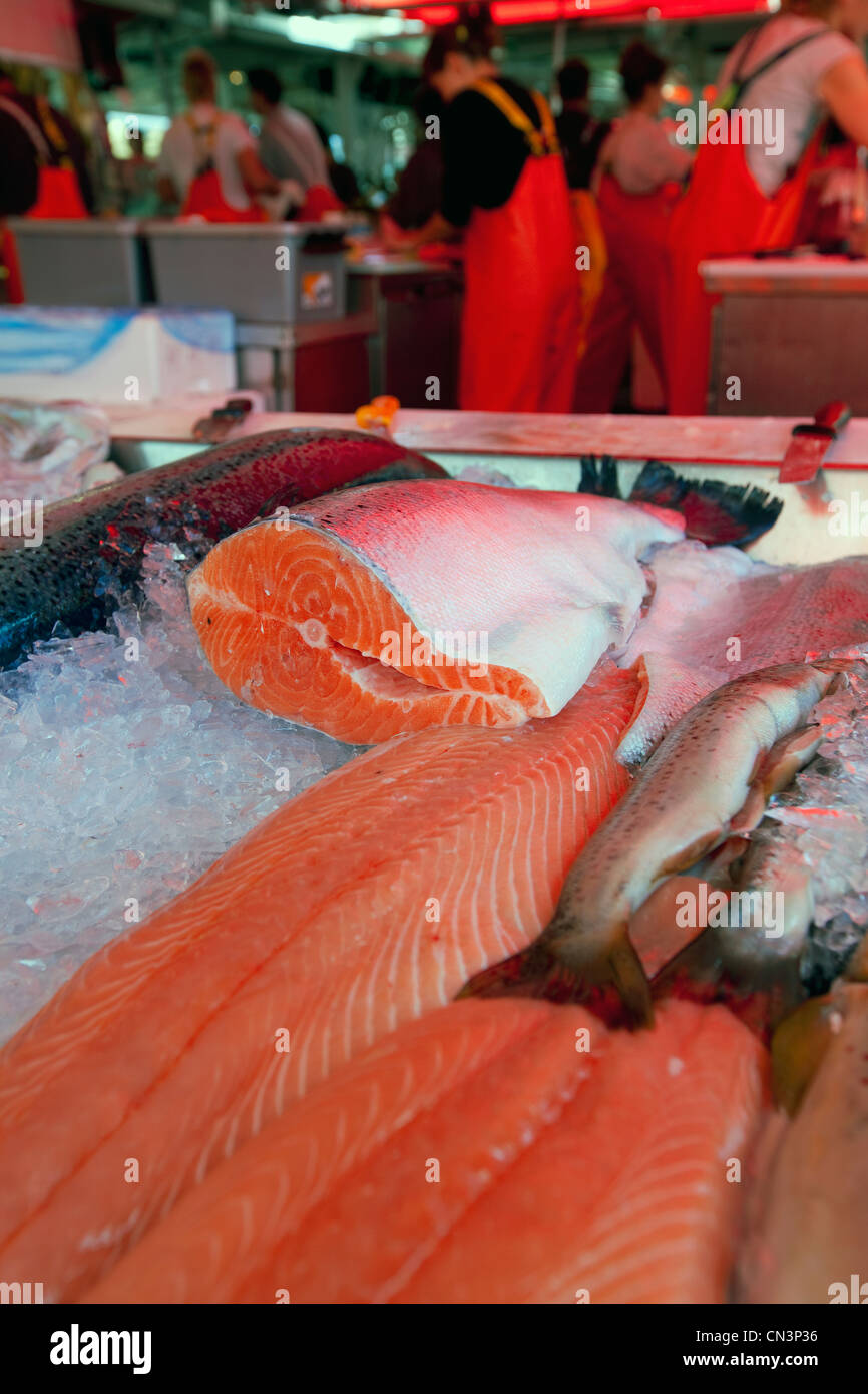 Norway, Hordaland County, Bergen, Fish Market Torget Square Stock Photo ...