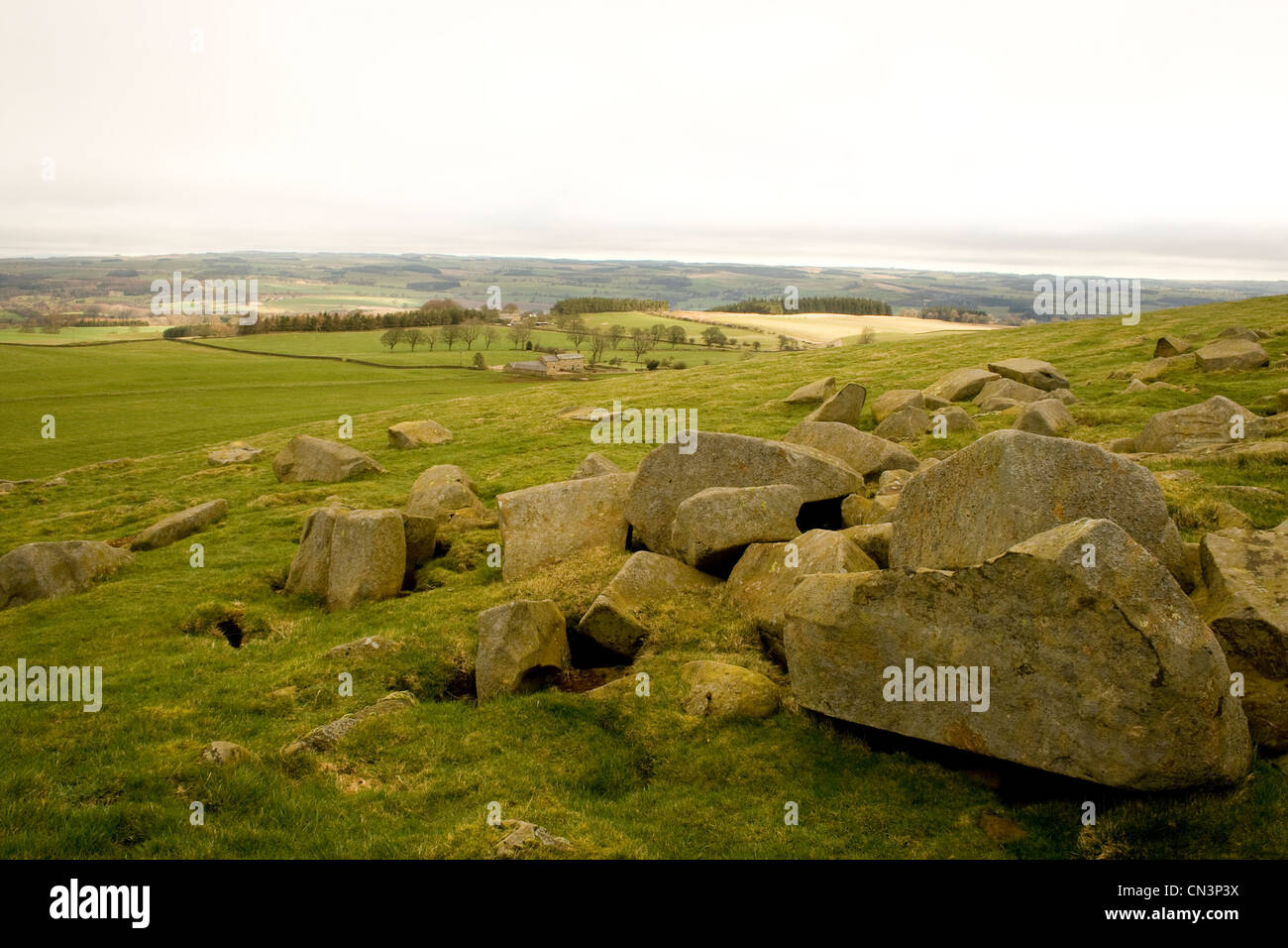 Discarded blocks of limestone at Limestone Corner on Hadrian's Wall ...