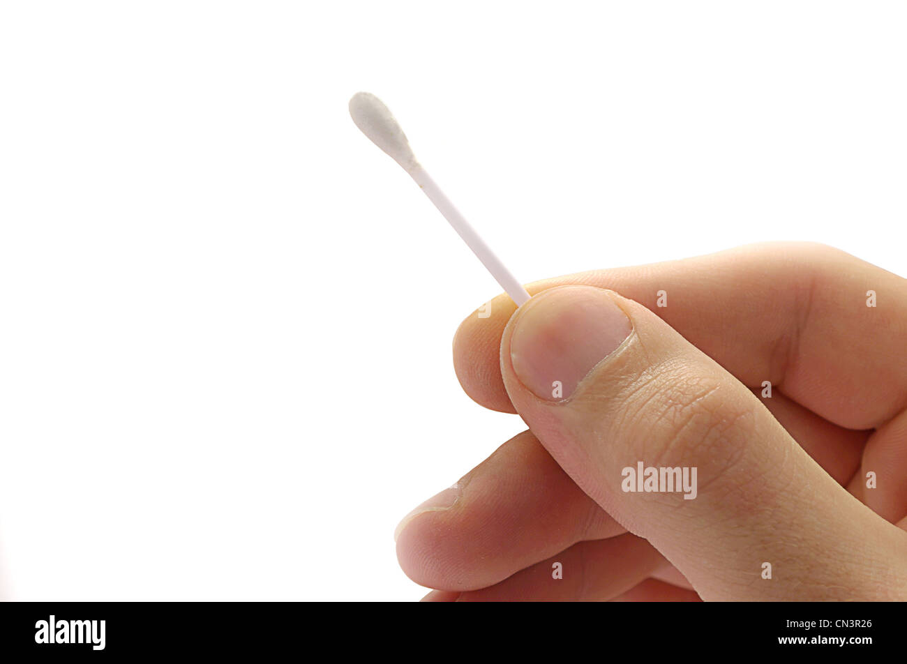 Cotton Stick in hand on white background Stock Photo - Alamy